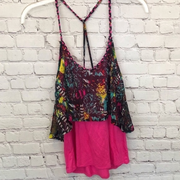 Rue21 | Tops | Nwt Hot Pink Tank With Tropical Ruffled Detail | Poshmark